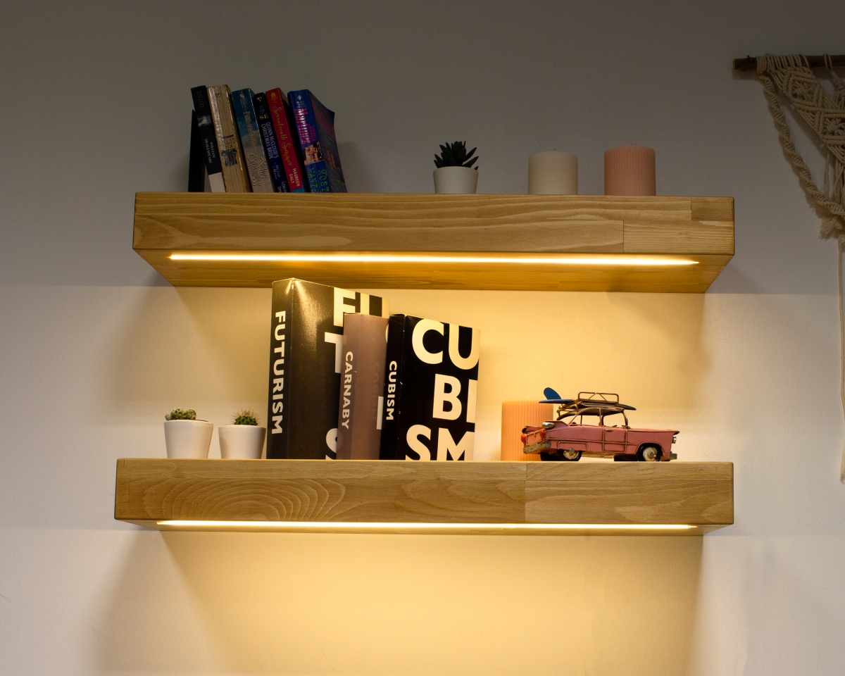 Thick Floating Shelves with LED Light - Wall Shelves • Höfina