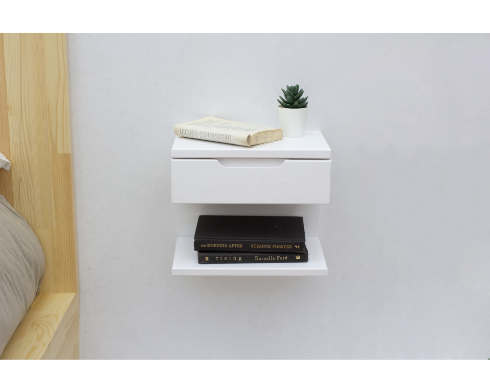 Floating bedside table white gloss store