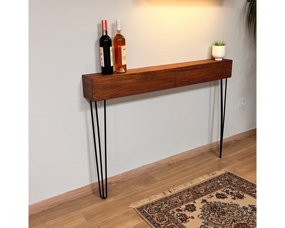 Rustic Wood Console Table with Metal Legs - Paris • Höfina