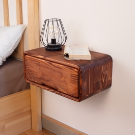 Rustic Floating Wooden Nightstand with Drawers - Paris • Höfina